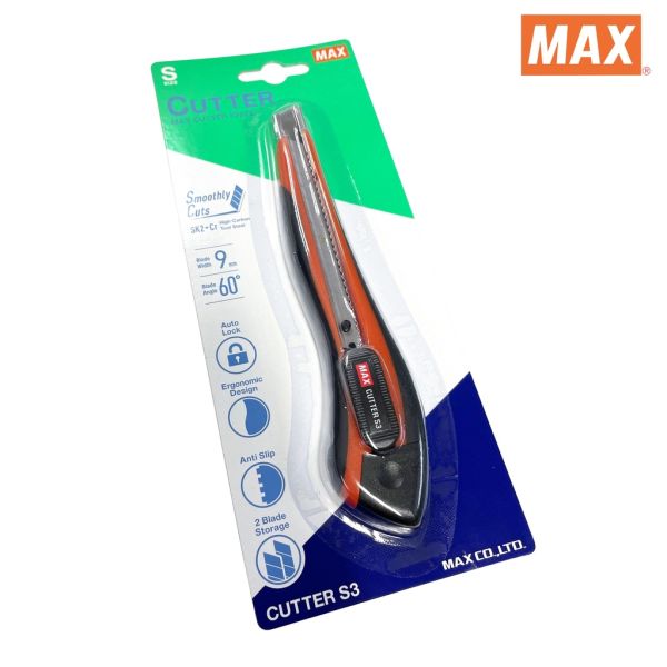 MAX (แม็กซ์) มีดคัตเตอร์ พลาสติก MAX S3 สีส้ม SIZE S จำนวน 1 อัน